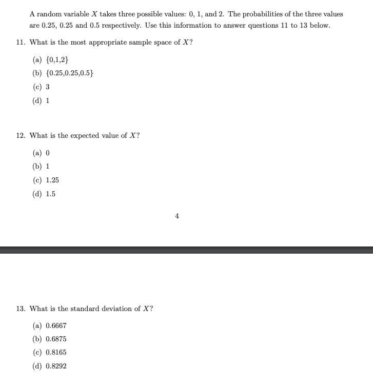 Solved A random variable X takes three possible values: 0, | Chegg.com