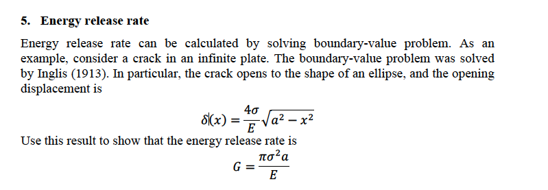 5. Energy release rate Energy release rate can be | Chegg.com