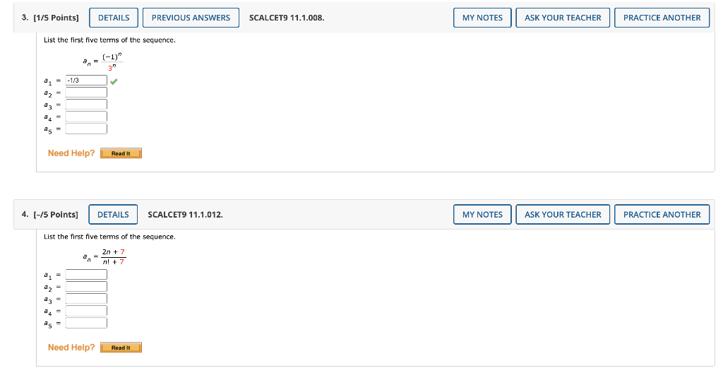 Solved 3. [1/5 Points) DETAILS PREVIOUS ANSWERS SCALCET9 | Chegg.com