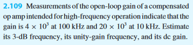 Solved 2.109 Measurements of the open-loop gain of a | Chegg.com