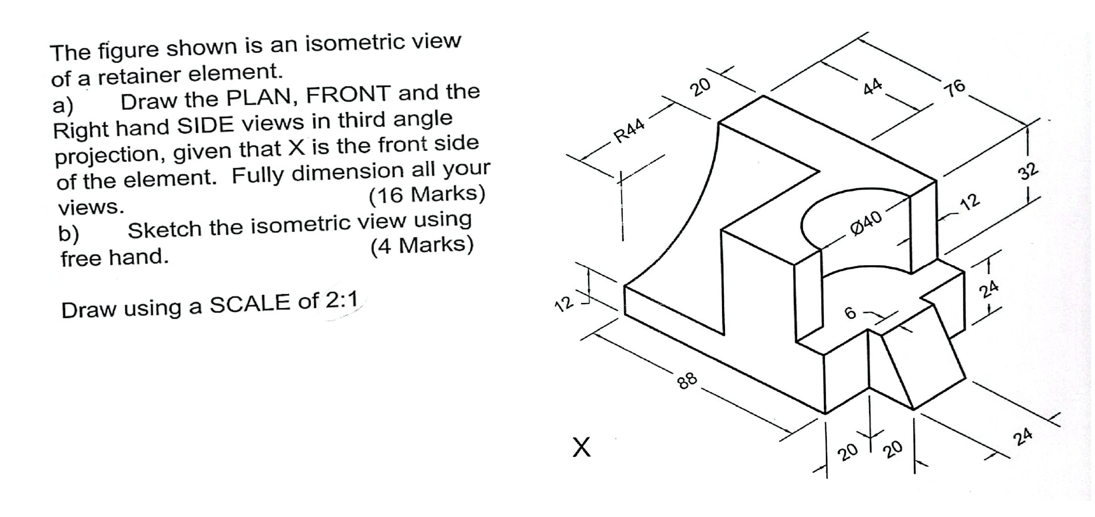 Solved The figure shown is an isometric view of a retainer | Chegg.com
