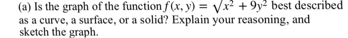 Solved yx2 9y2 (a) Is the graph of the function-f(x,y)- + | Chegg.com