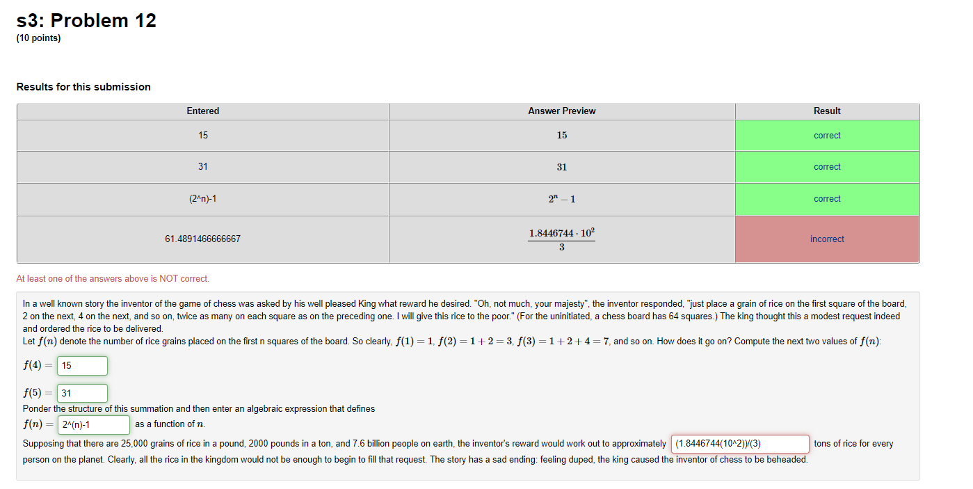 Solved s3: Problem 12 (10 points) Results for this | Chegg.com