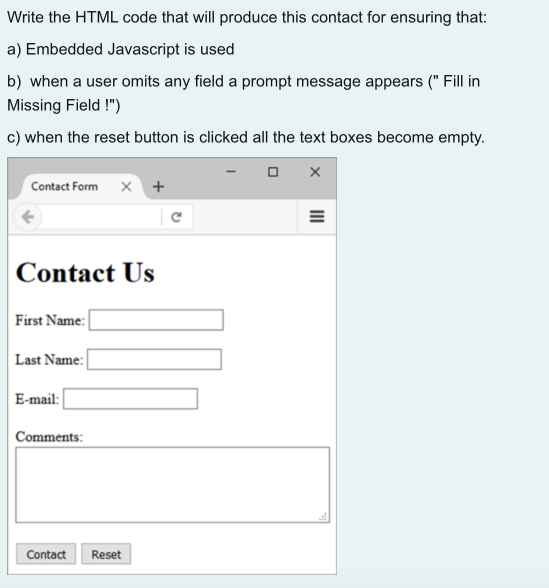 Solved Write the HTML code that will produce this contact | Chegg.com