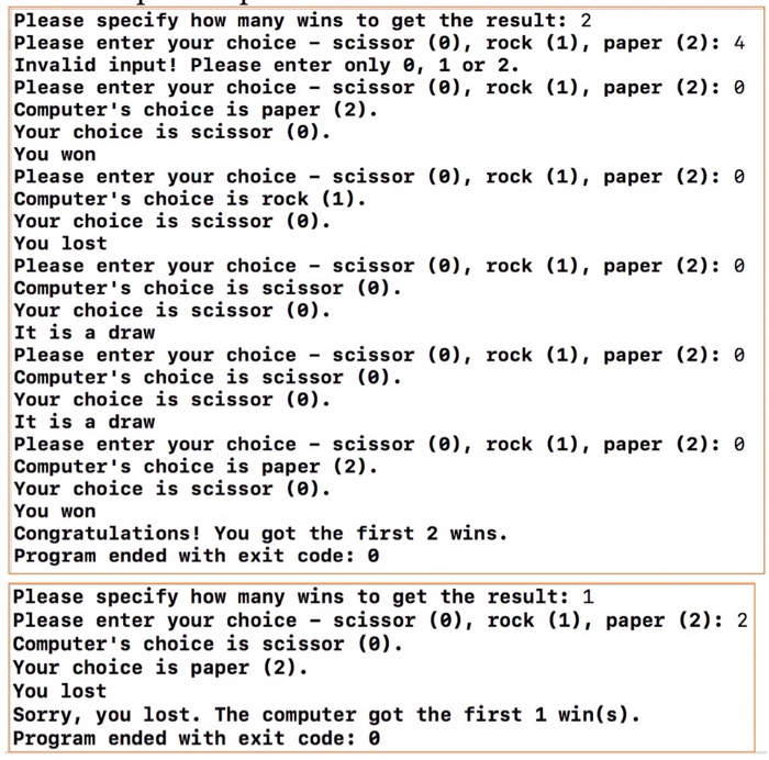 Solved Game: scissor, rock, paper) Write a function that | Chegg.com