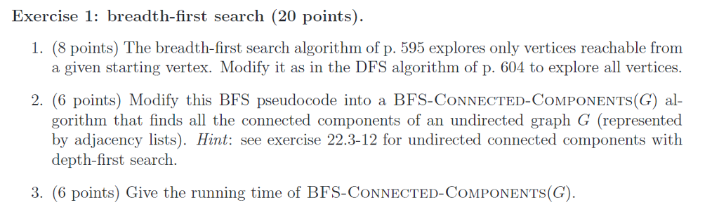Exercise 1: breadth-first search (20 points) 1. (8 | Chegg.com
