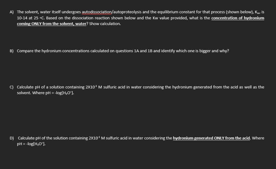 WS-9 (pH, pOH, ICE chart, and titration) Important | Chegg.com
