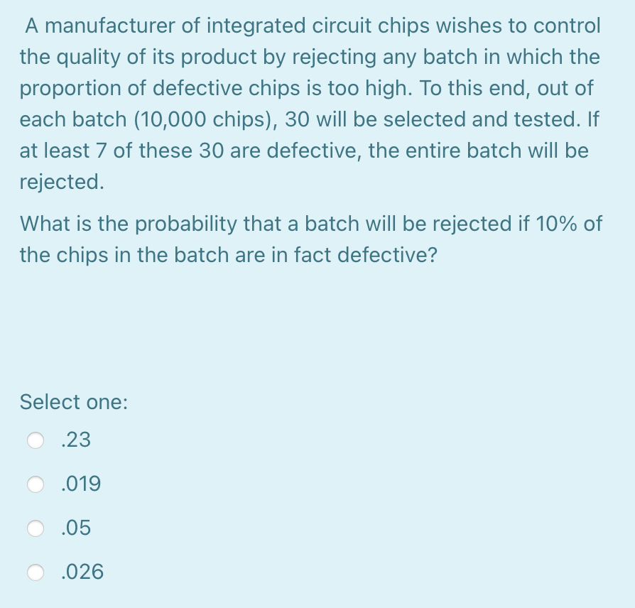 Solved A manufacturer of integrated circuit chips wishes to | Chegg.com