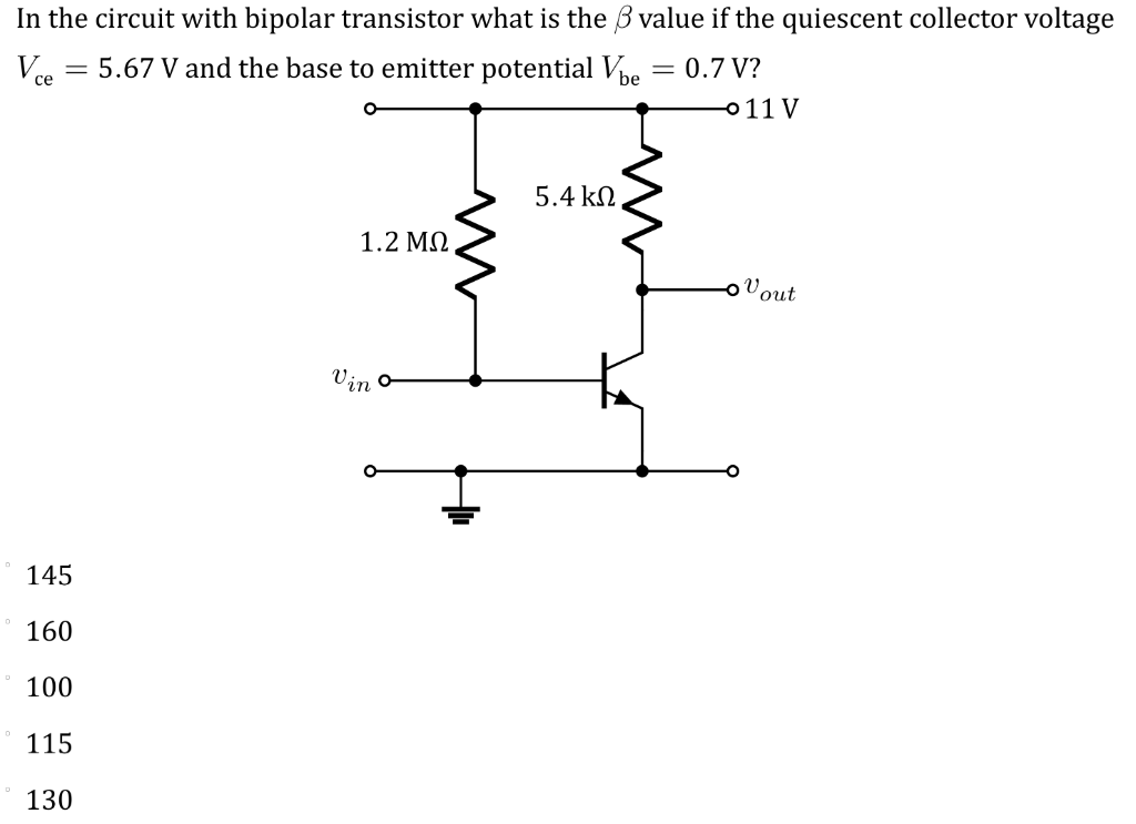 Solved In the circuit with bipolar transistor what is the B | Chegg.com
