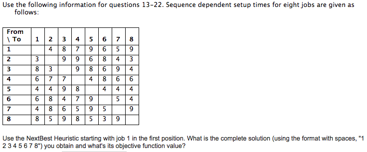Use the following information for questions 13-22. | Chegg.com