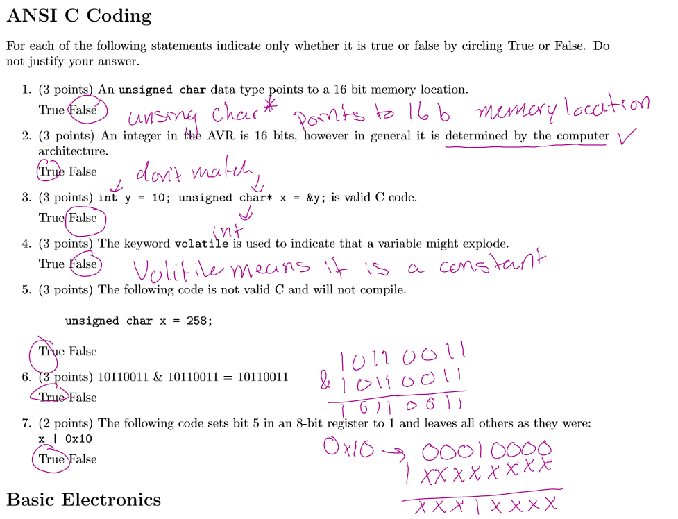 Solved ANSI C Coding For each of the following statements | Chegg.com