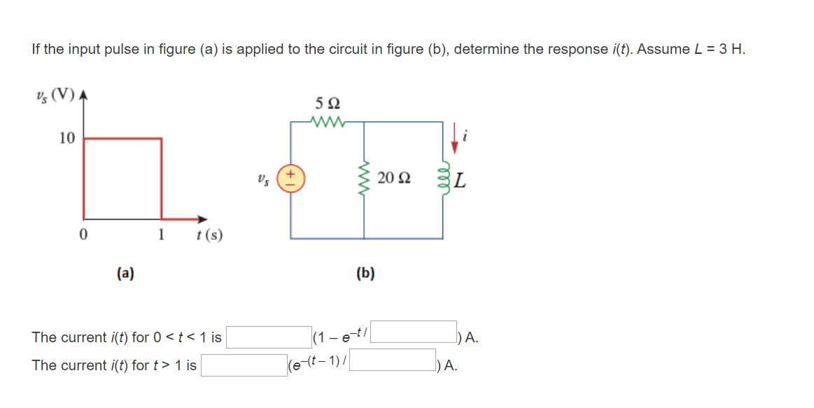 Solved If the input pulse in figure (a) is applied to the | Chegg.com