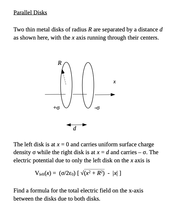 Solved Parallel Disks Two thin metal disks of radius R are | Chegg.com