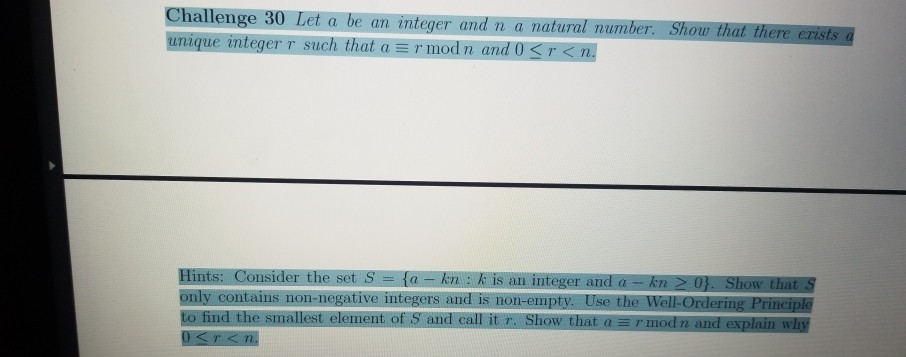 Solved Challenge 30 Let a be an integer and n a natural | Chegg.com