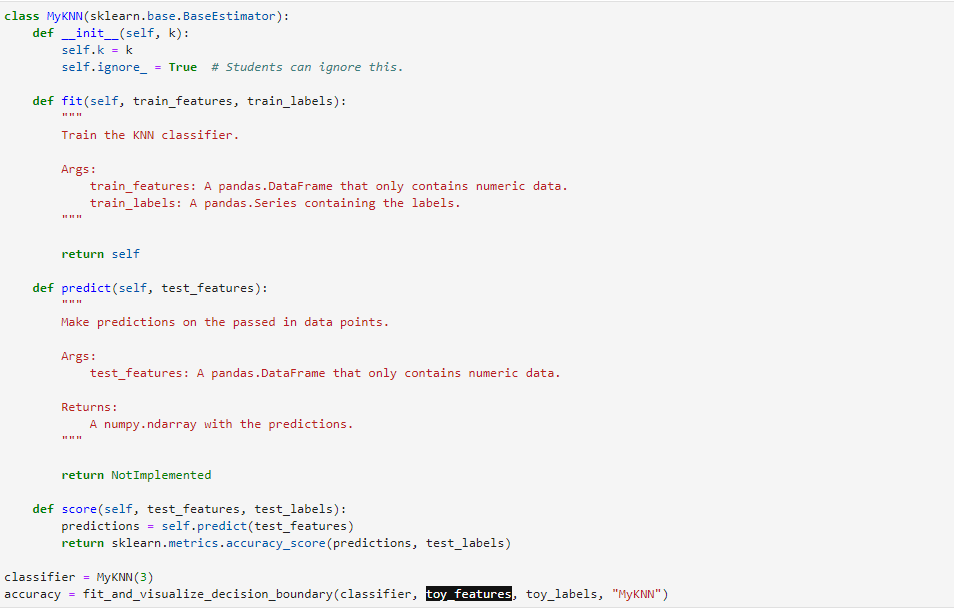 Solved Complete the class below which implements a KNN | Chegg.com