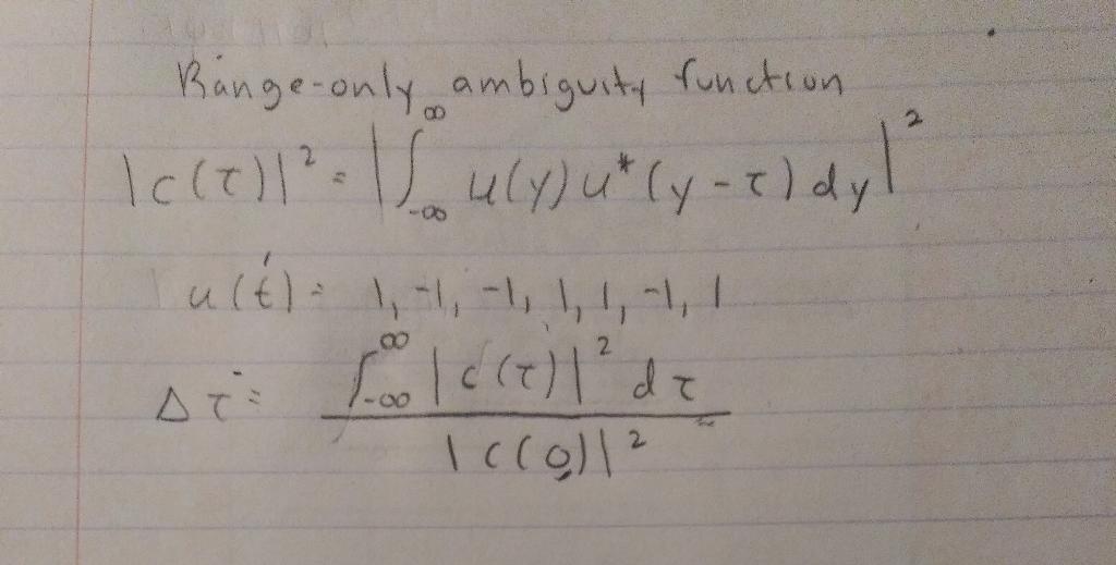 Solved Range only ambiguity function Find an equivalent | Chegg.com