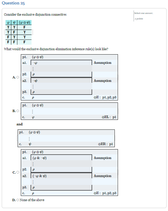 Solved Consider the exclusive disjunction connective: What | Chegg.com