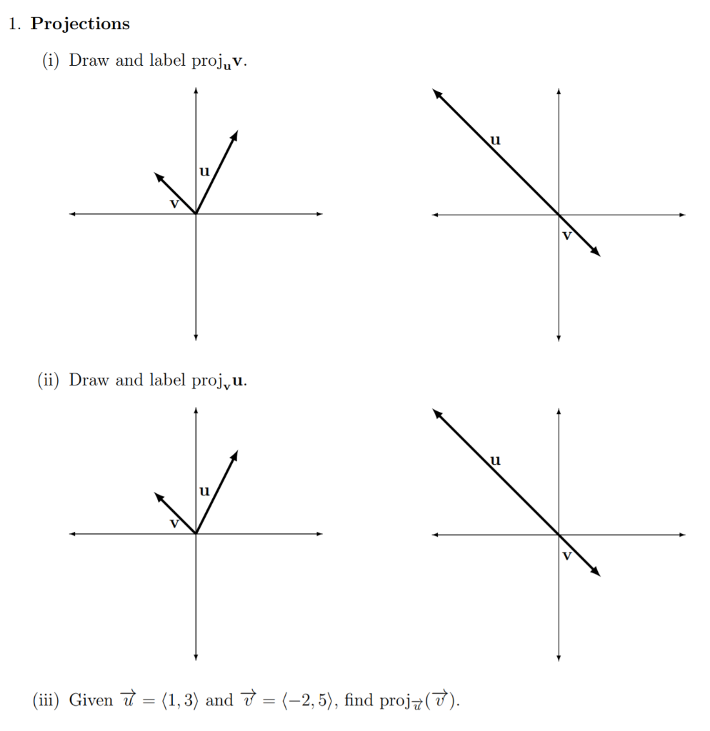Solved 1. Projections (i) Draw and label projuv. u (ii) Draw | Chegg.com