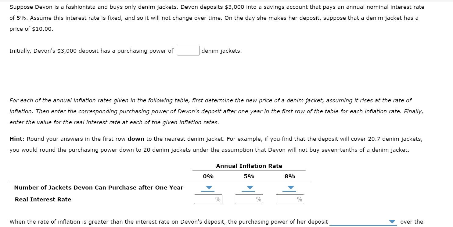 Suppose Devon is a fashionista and buys only denim | Chegg.com