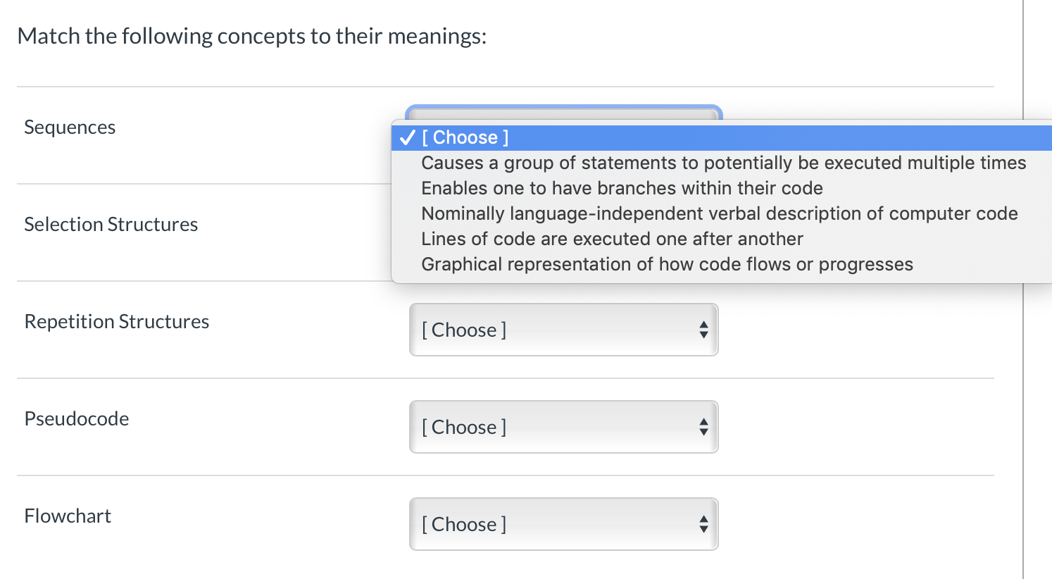 Solved Match the following concepts to their meanings: | Chegg.com