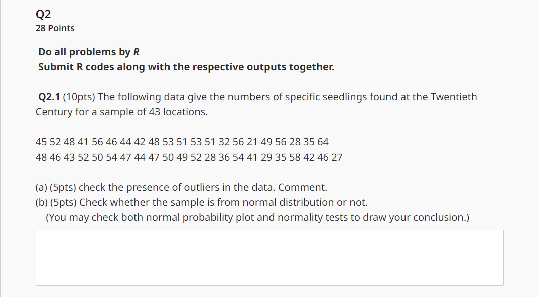 Solved Q2 28 Points Do all problems by R Submit R codes | Chegg.com
