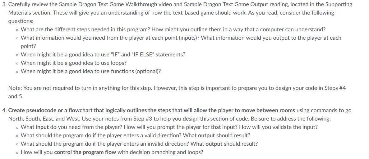 3. Carefully review the Sample Dragon Text Game | Chegg.com