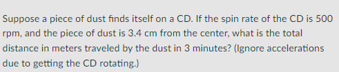 Solved Suppose a piece of dust finds itself on a CD. If the | Chegg.com