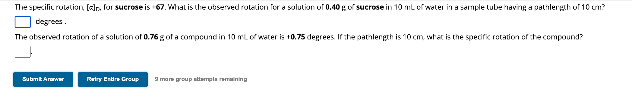 Solved The specific rotation, [α]D, for sucrose is +67. What | Chegg.com