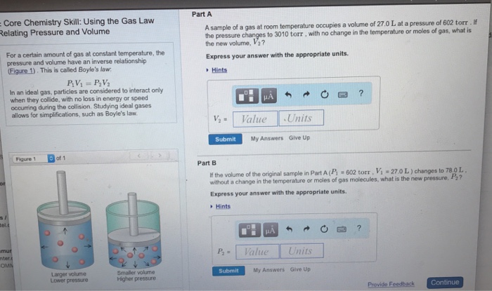 Solved Part A Core Chemistry Skill: Using the Gas Law | Chegg.com