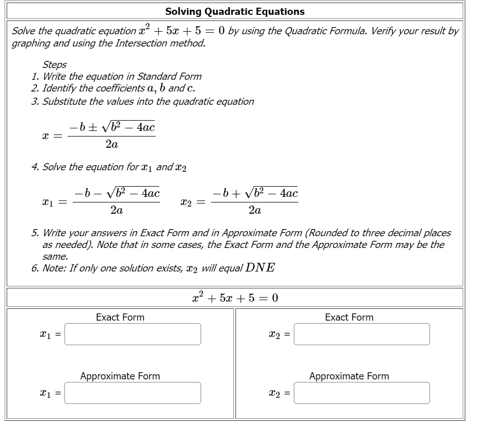 Solved Solving Quadratic Equations Solve the quadratic | Chegg.com