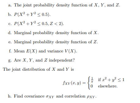 Solved Question 2: The joint distribution of the continuous | Chegg.com
