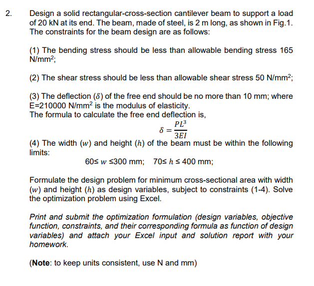 Solved 2. Design a solid rectangular-cross-section | Chegg.com