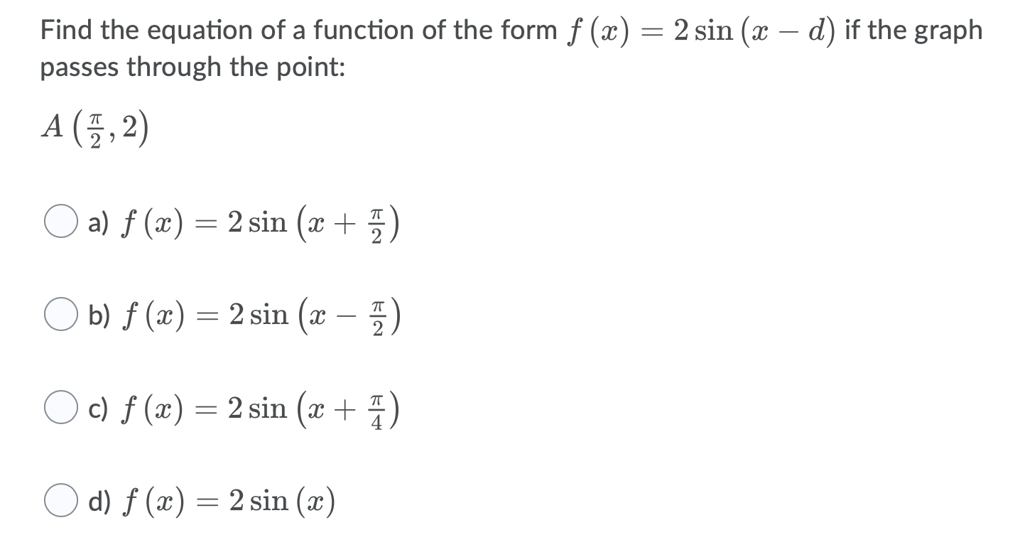 Solved Find The Equation Of A Function Of The Form F X 2