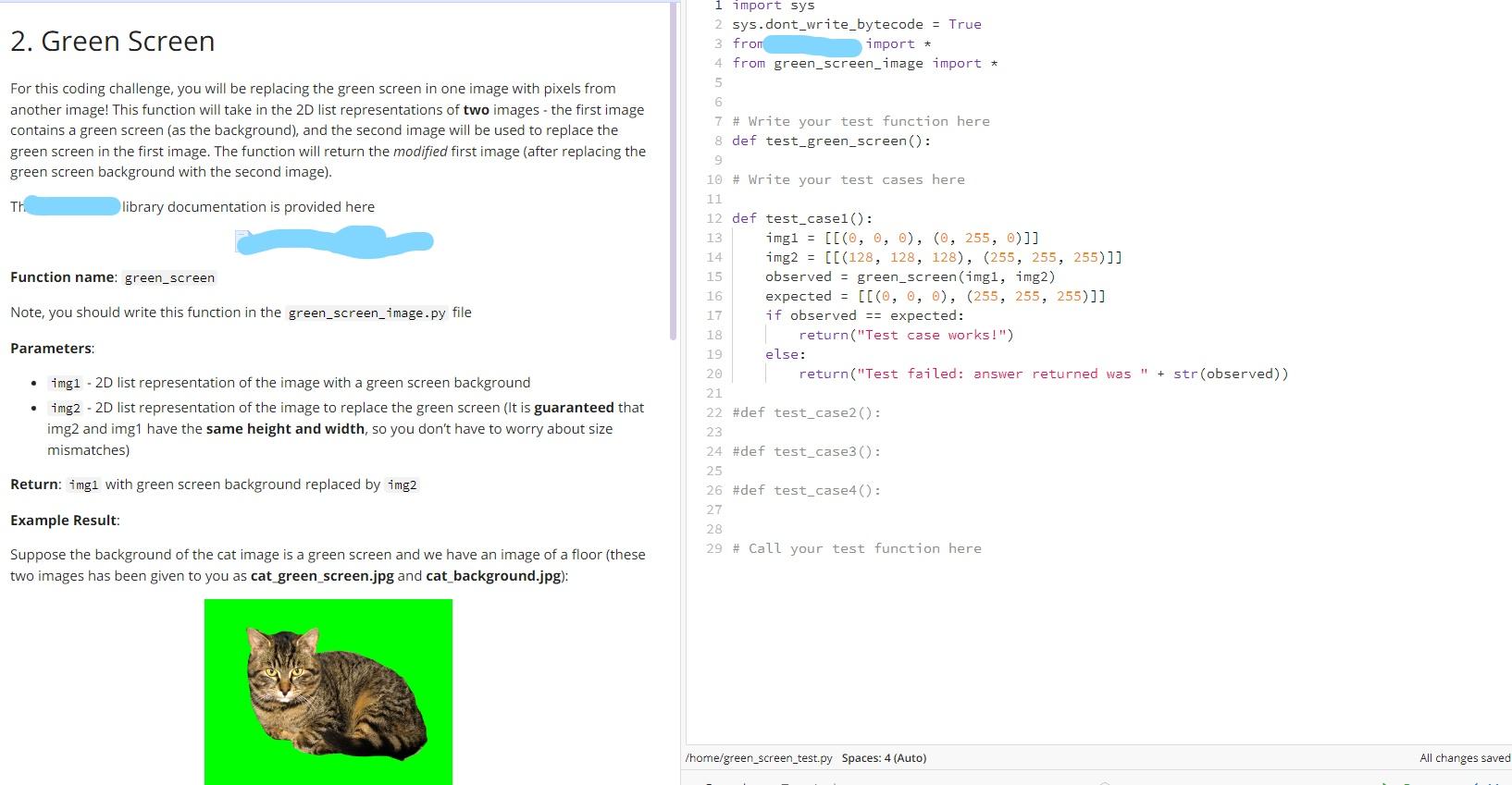 Solved 2. Green Screen 17 mport sys For this coding | Chegg.com