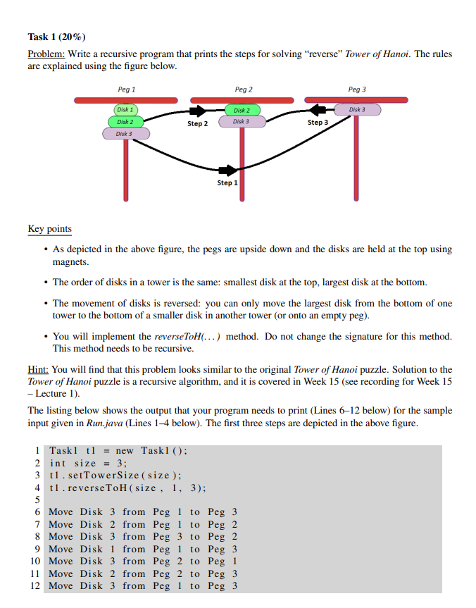 Solved Task 1 (20\%)Problem: Write a recursive program that | Chegg.com