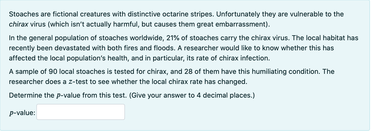 Solved Stoaches are fictional creatures with distinctive | Chegg.com
