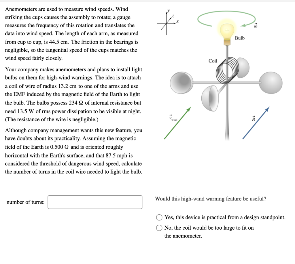 Solved 平 f 0 Bulb Coil Anemometers are used to measure wind | Chegg.com