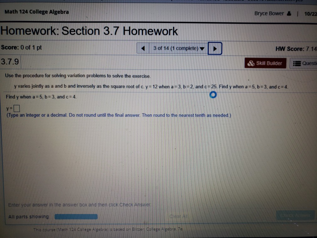Solved openvel Math 124 College Algebra Homework: Section | Chegg.com