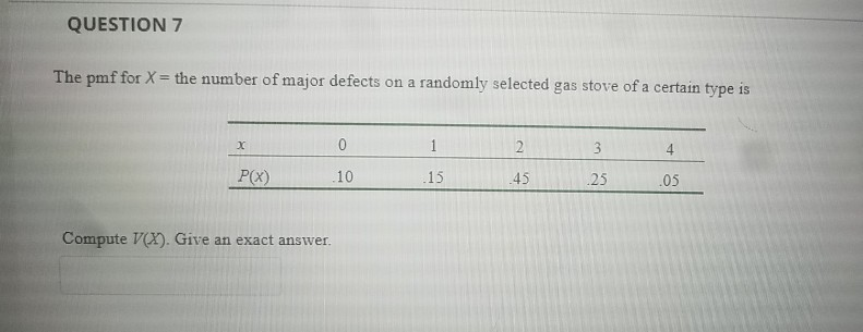 Solved QUESTION 7 The pmf for X = the number of major | Chegg.com