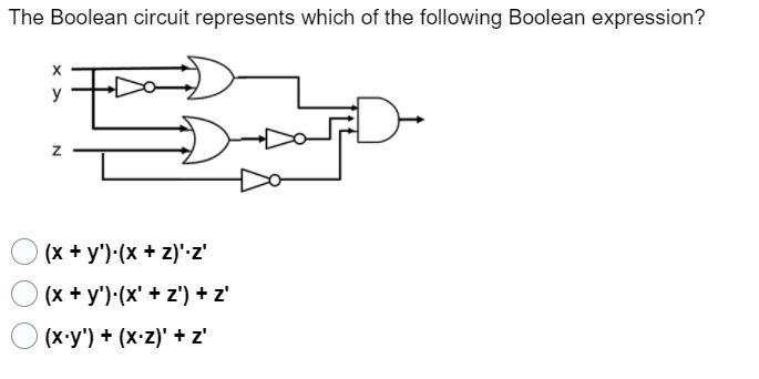 Solved The Boolean circuit represents which of the following | Chegg.com