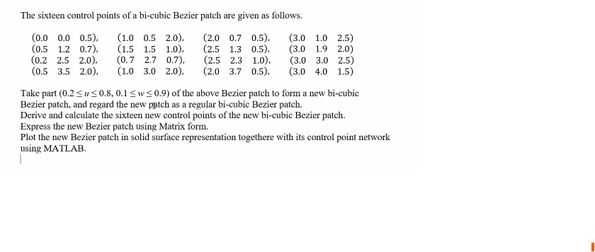Solved SUBJECT: Computer Aided Geometry DesignGive the | Chegg.com