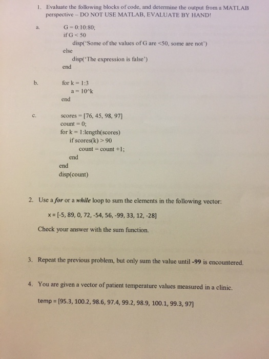 Solved Matlab R2017a: this is just a review I need help | Chegg.com