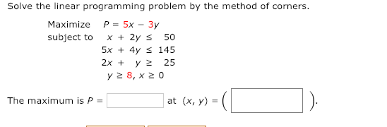 Solved Solve the linear programming problem by the method of | Chegg.com