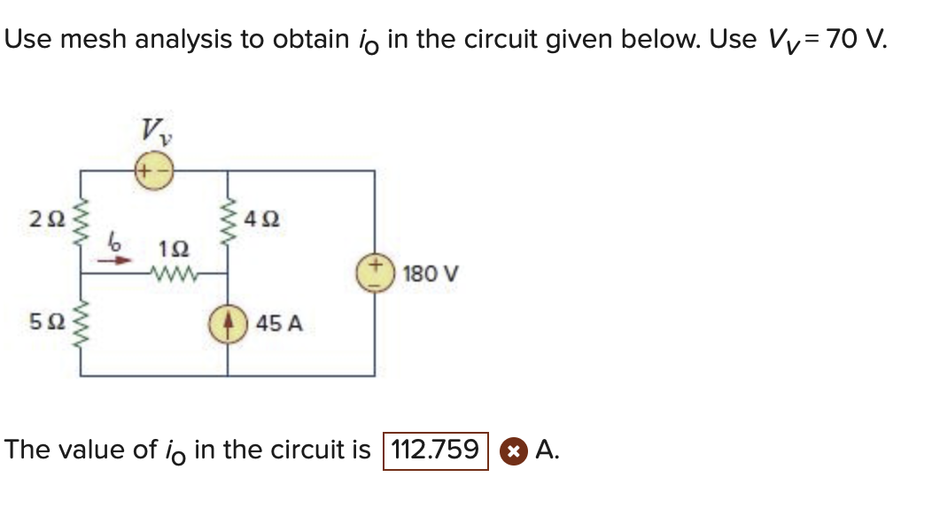 Solved Use mesh analysis to obtain io in the circuit given | Chegg.com