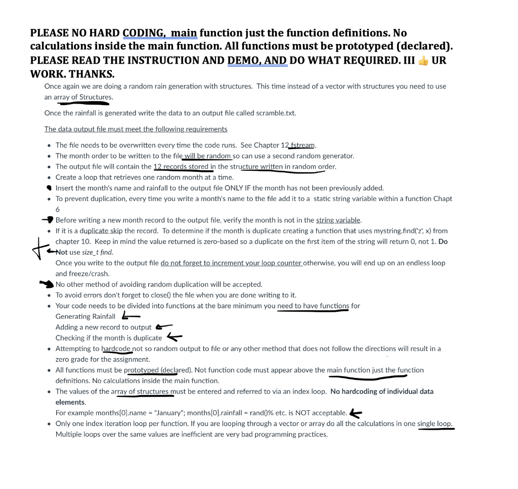 Solved PLEASE NO HARD CODING, main function just the | Chegg.com
