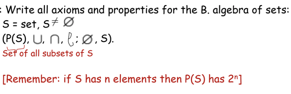 Solved - Write all axioms and properties for the B. algebra | Chegg.com