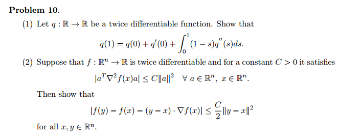 Solved (1) Let q:R→R be a twice differentiable function. | Chegg.com