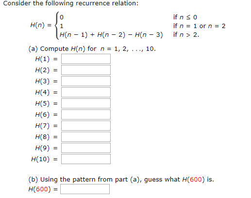 Solved Consider the following recurrence relation: if n so | Chegg.com