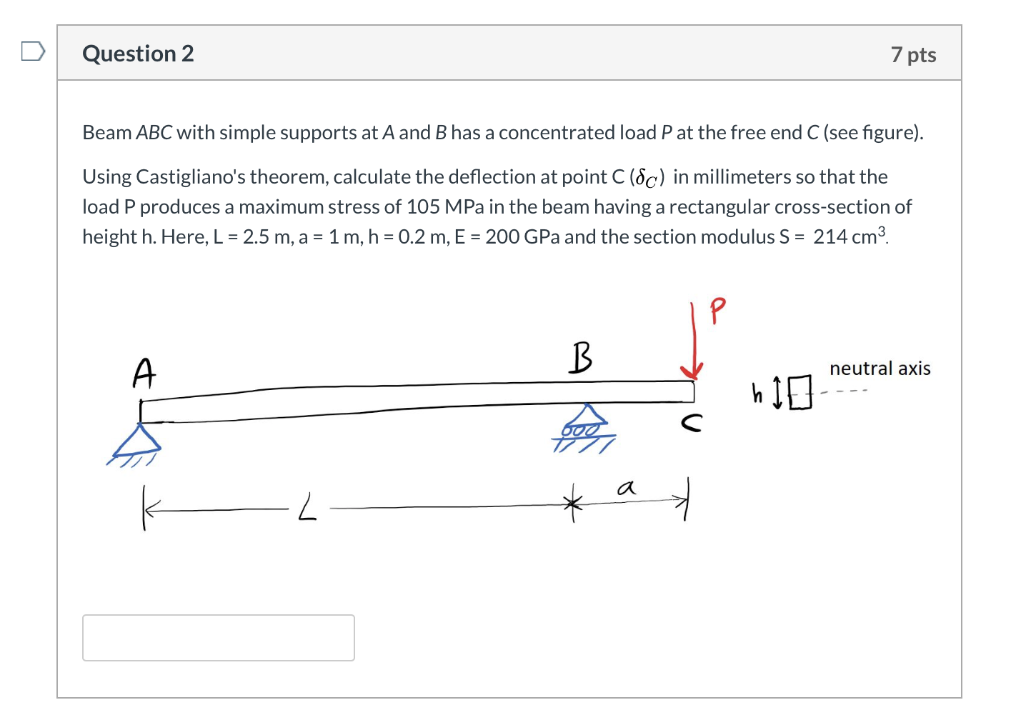 Solved Question 2 7 pts Beam ABC with simple supports at A | Chegg.com