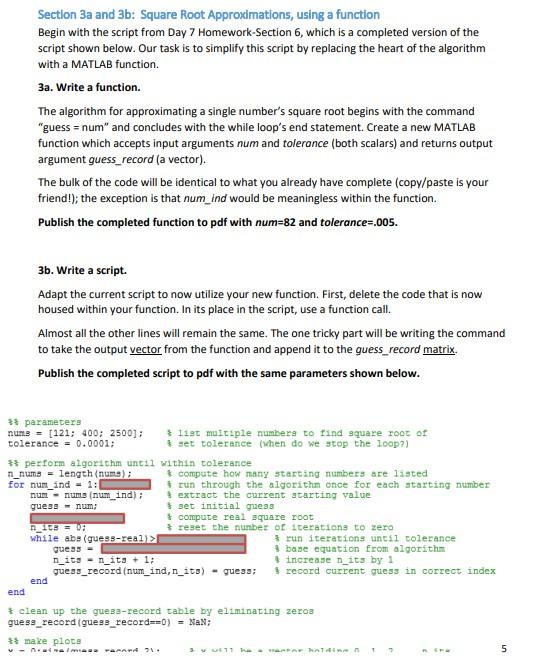 Section 3a and 3b: Square Root Approximations, using | Chegg.com